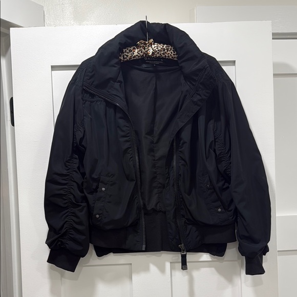 Athleta | Jackets & Coats | Athleta Black Bomber Jacket With Wide ...